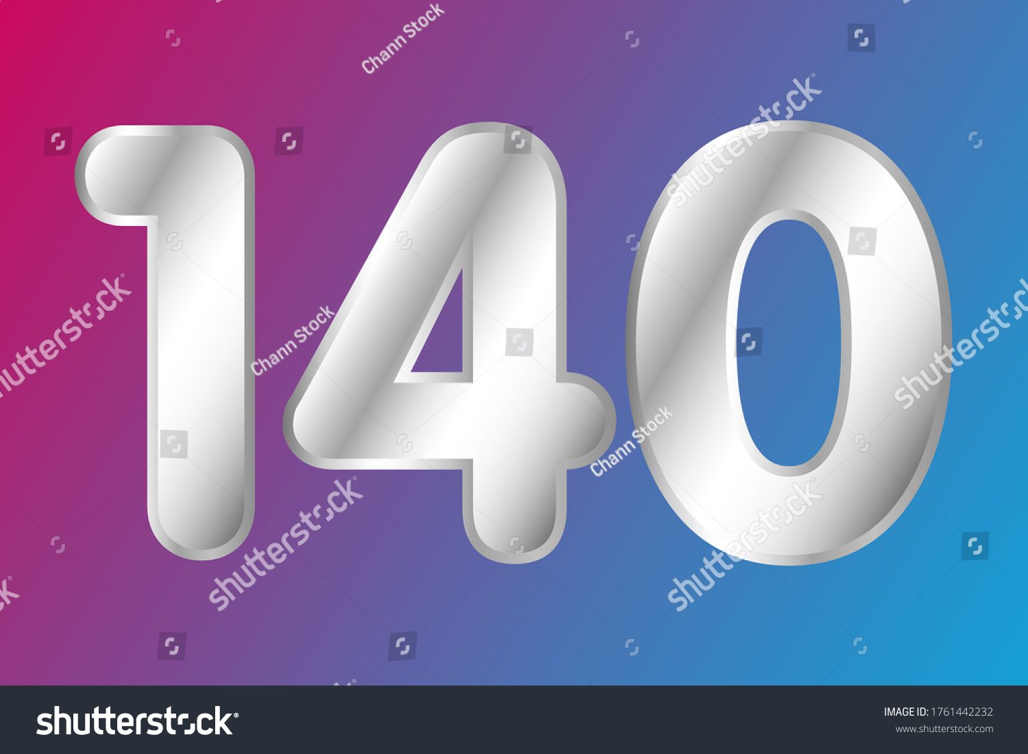 Number 140 Vector Silver Style Eps10 Stock Vector (Royalty Free ...
