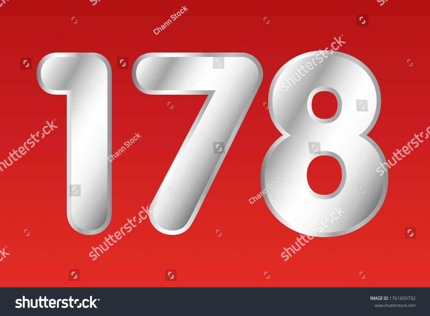 Number 178 Vector Silver Style Eps10 Stock Vector (Royalty Free ...