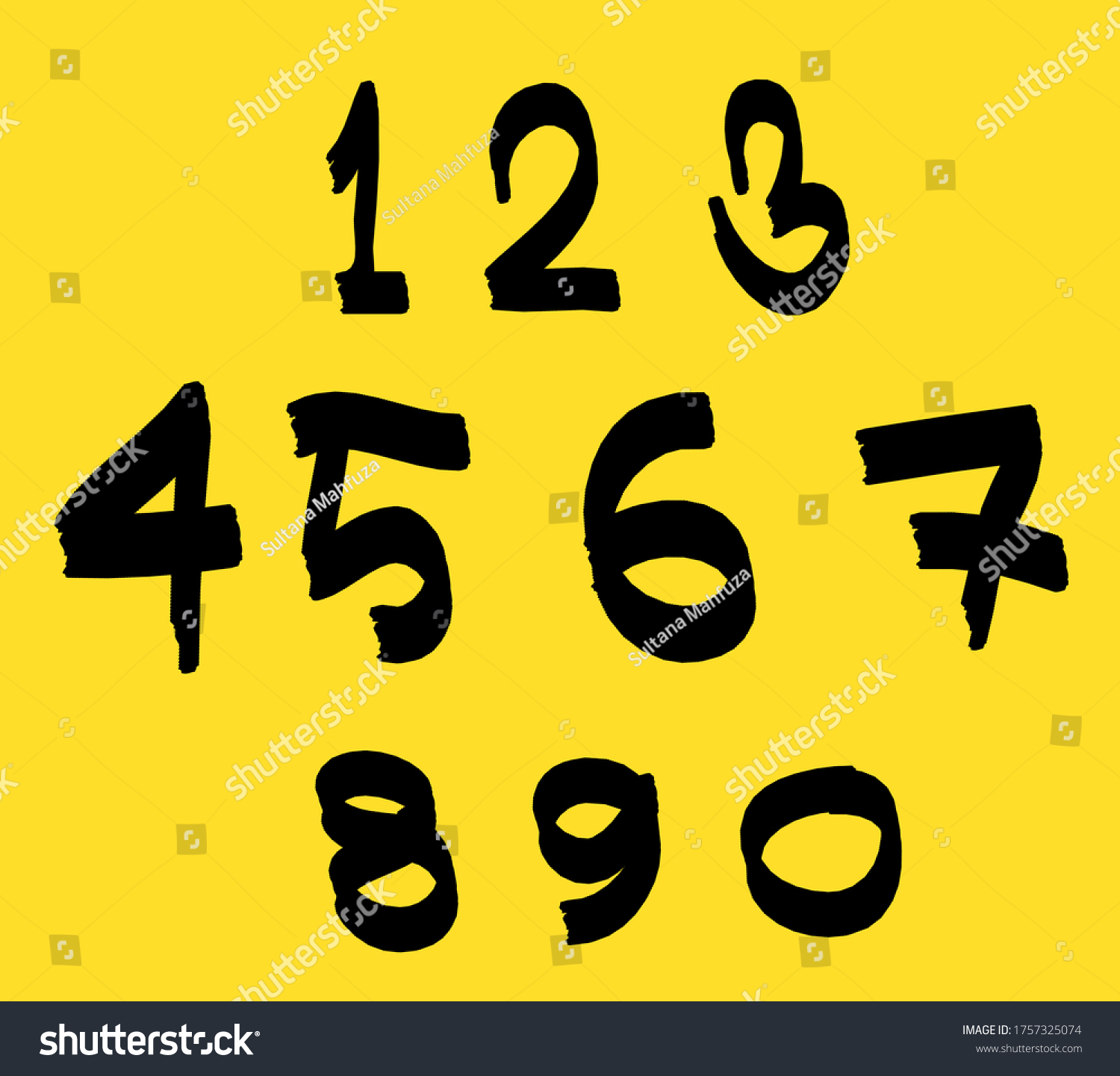 Number Vector Set Hand Drawn Number Stock Vector (Royalty Free ...