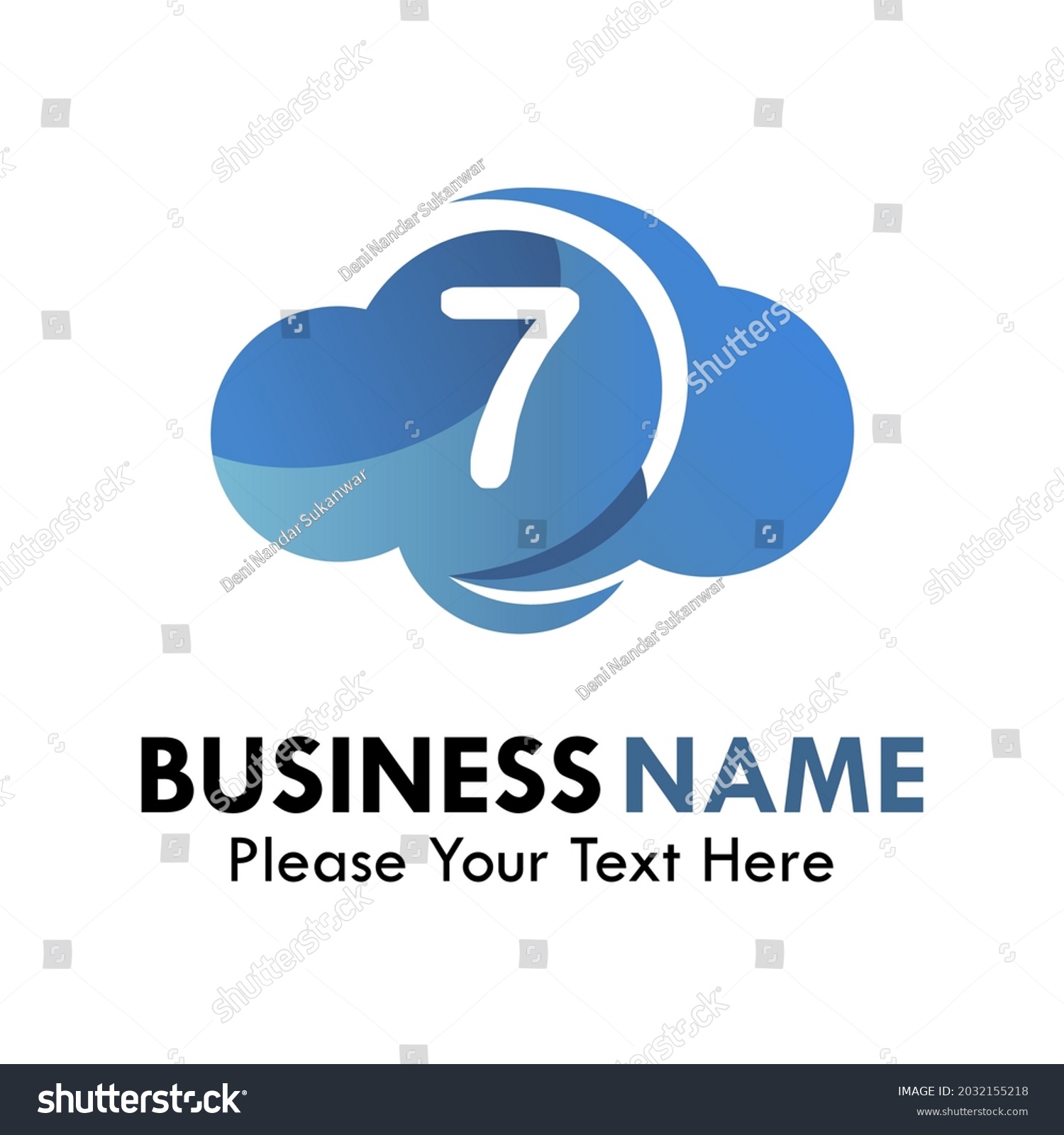 Number 7 Cloud Logo Template Illustration Stock Vector (Royalty Free ...