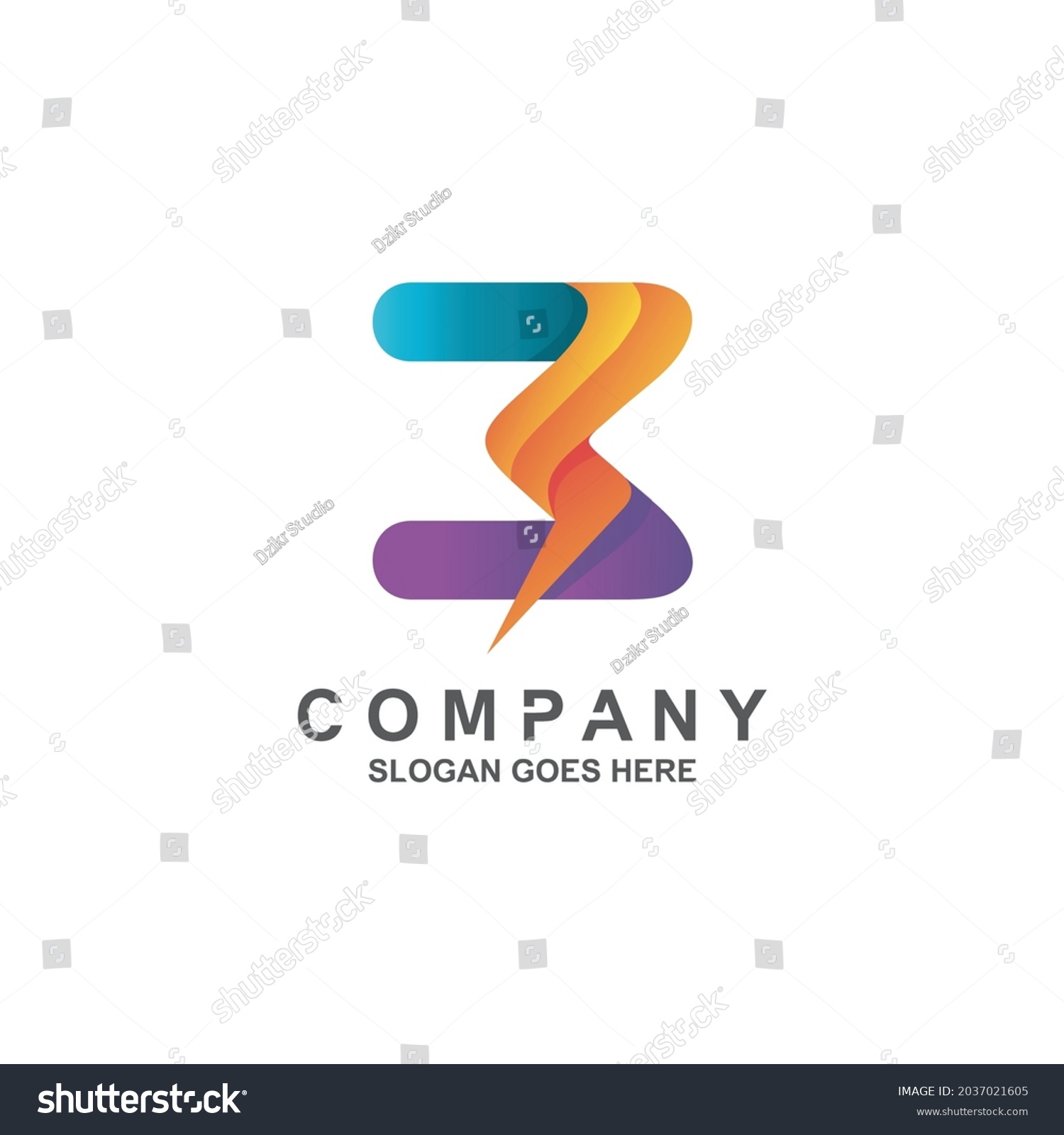 Number 3 Thunder Logo Design: เวกเตอร์สต็อก (ปลอดค่าลิขสิทธิ์ ...