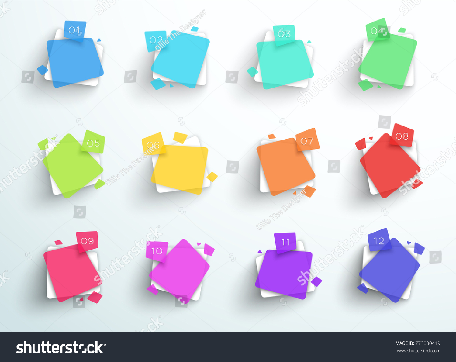Numbered Abstract Colorful Square Text Boxes Stock Vector (Royalty Free ...