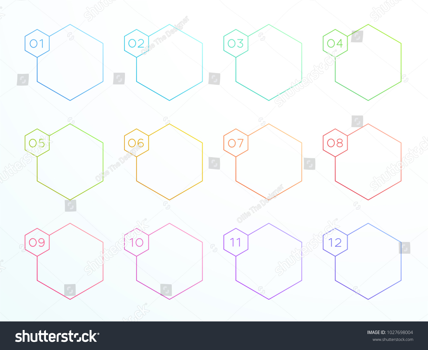 Numbered Outline Hexagon Text Boxes 1 Stock Vector (Royalty Free ...