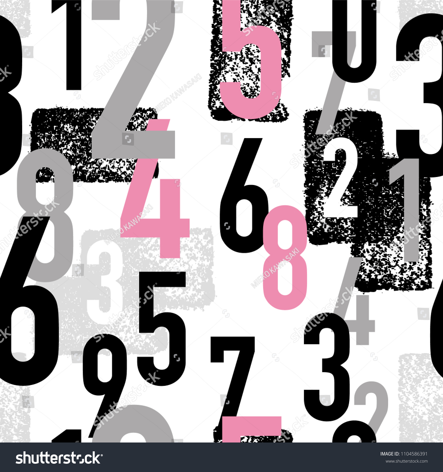 Numbers Distressed Shapes Seamless Pattern Vector Stock Vector (Royalty ...