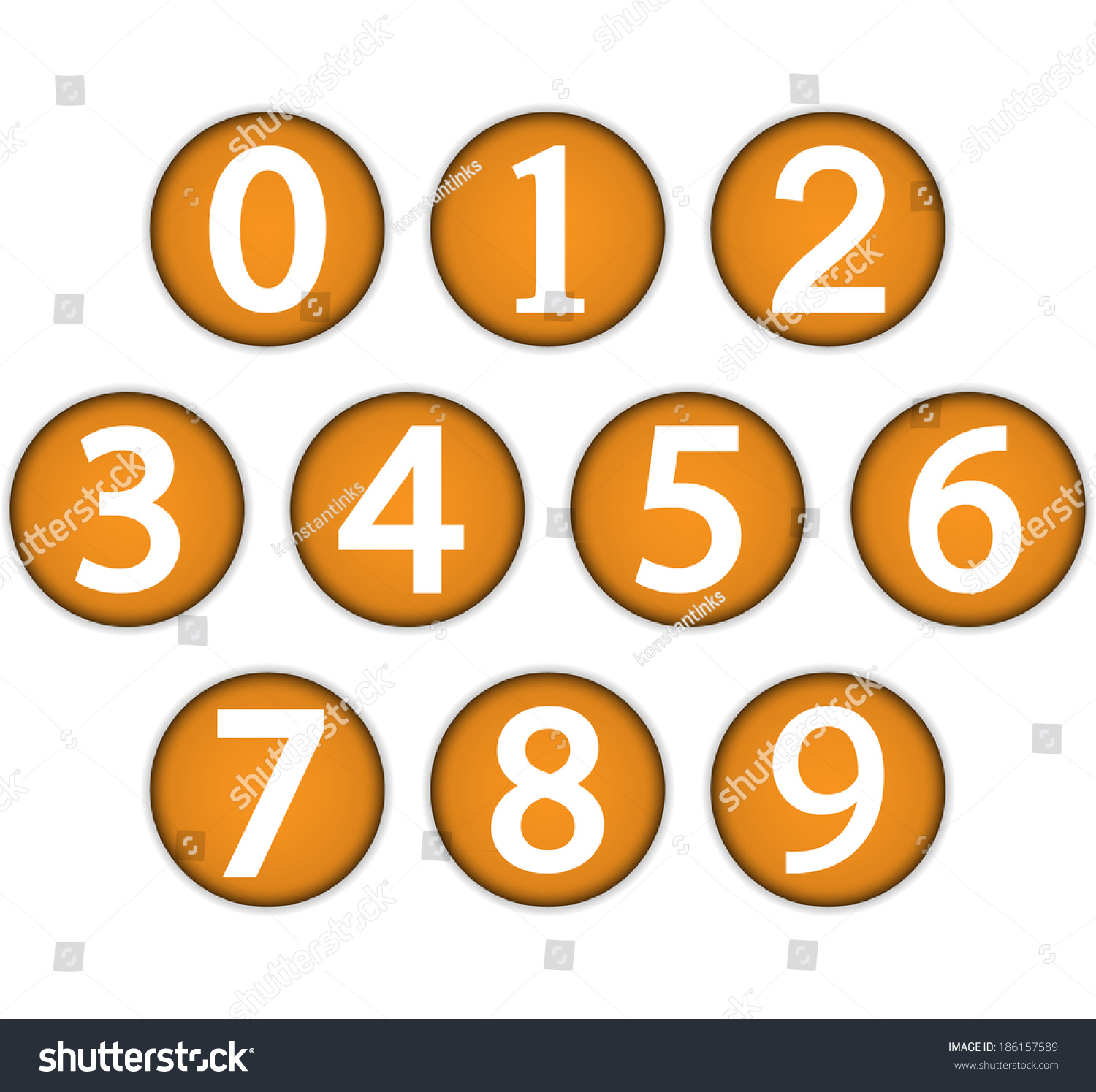 Numbers Buttons Set From On White Background. Stock Vector Illustration ...