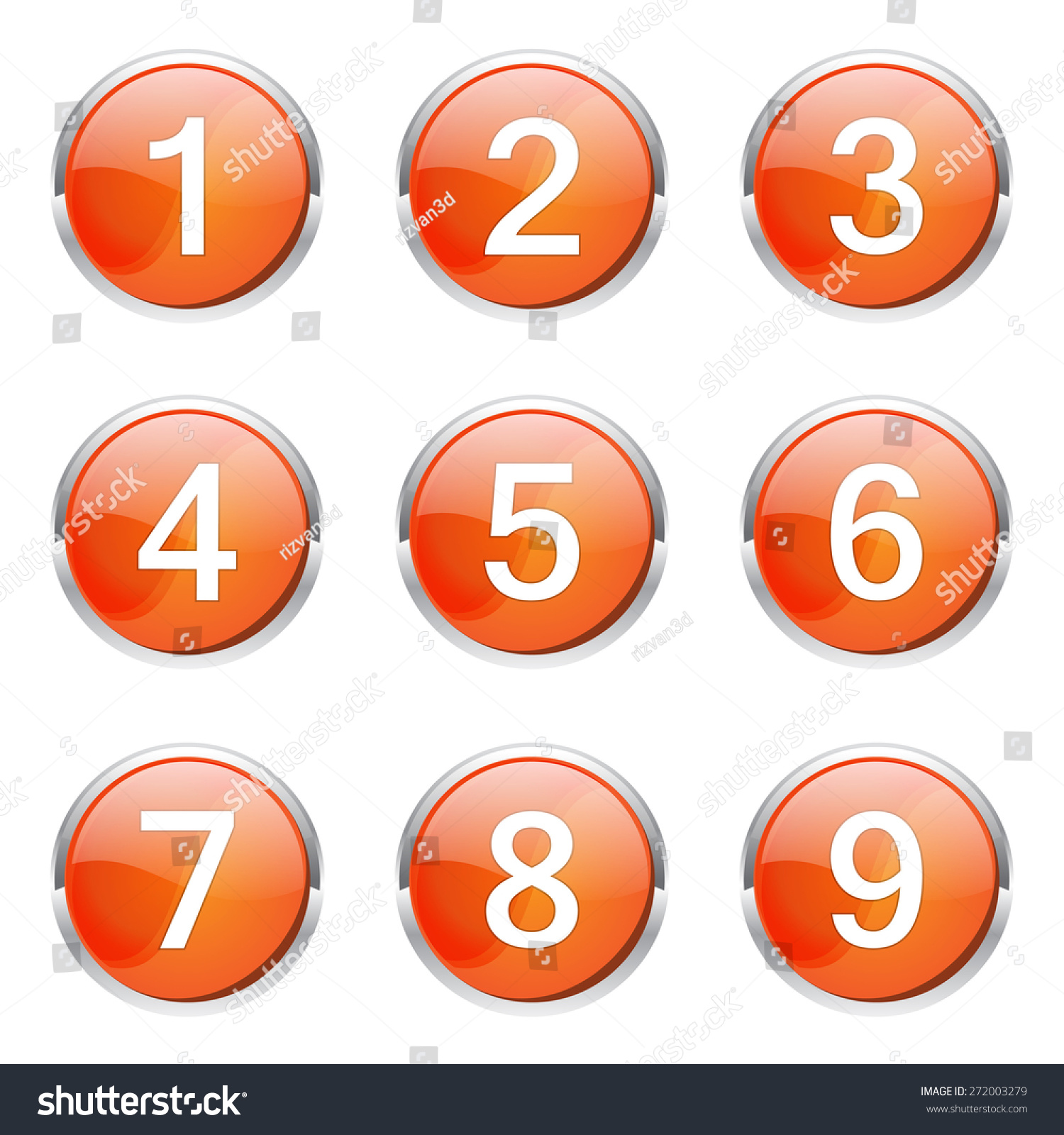 Numbers Counting Orange Vector Button Icon: vector de stock (libre de ...