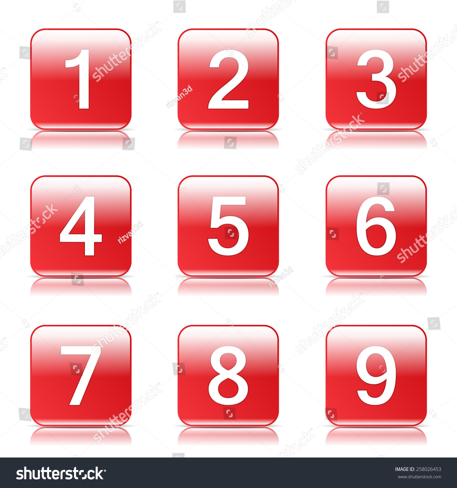 Numbers Counting Square Vector Red Icon Stock Vector (Royalty Free ...