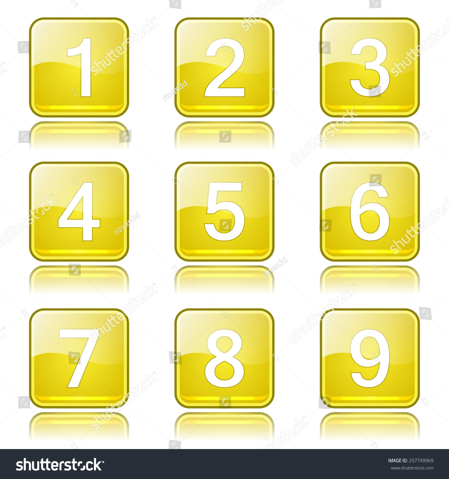 Numbers Counting Square Vector Yellow Icon Stock Vector (Royalty Free ...