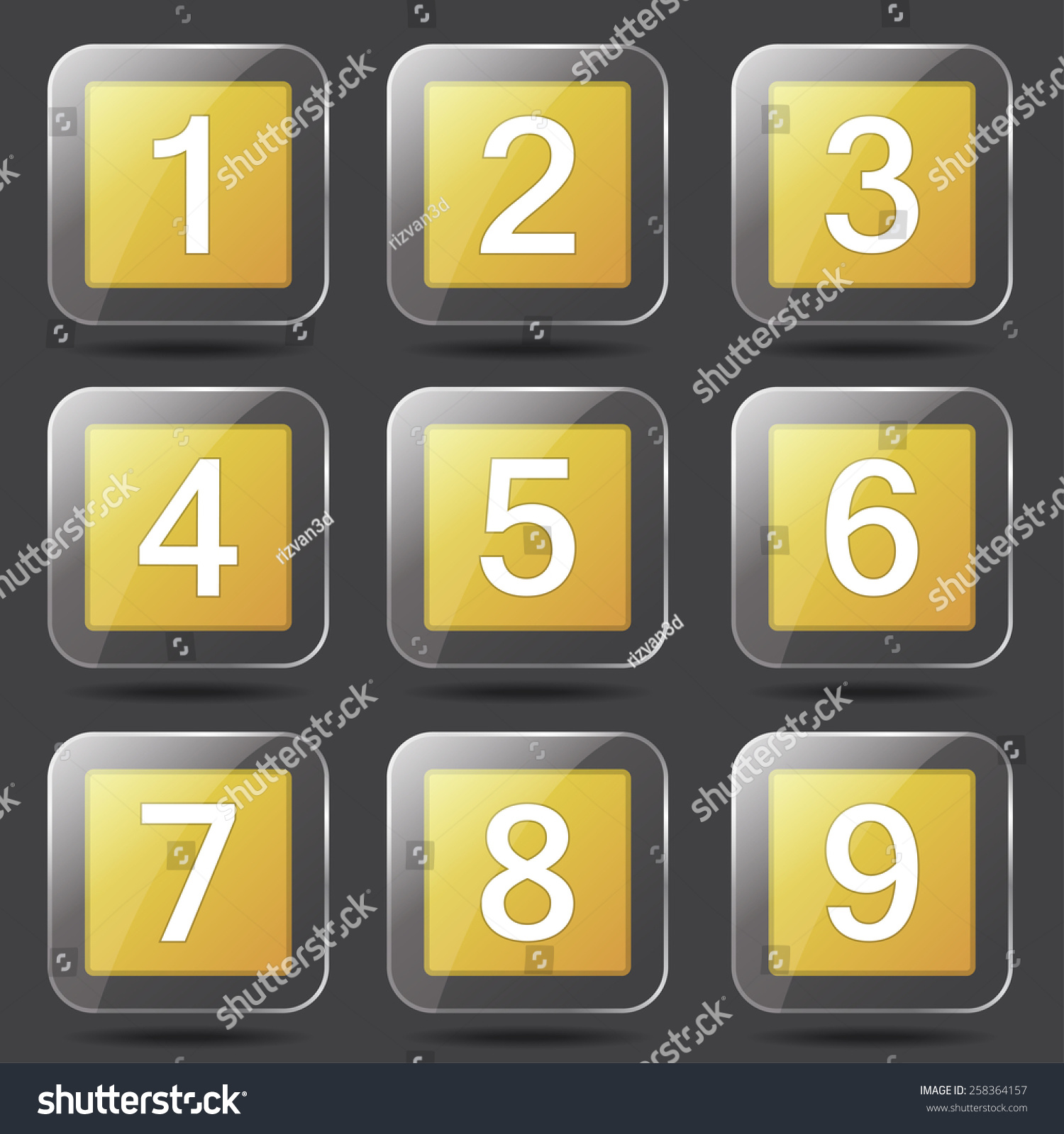 Numbers Counting Square Vector Yellow Icon Stock Vector (Royalty Free ...