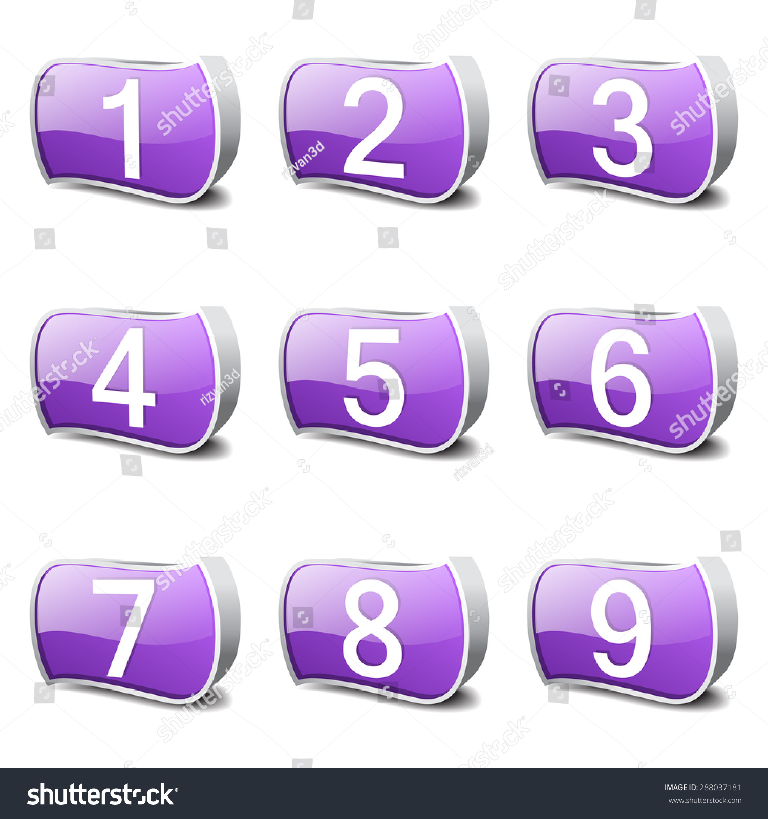 Numbers Counting Violet Vector Button Icon: vector de stock (libre de ...