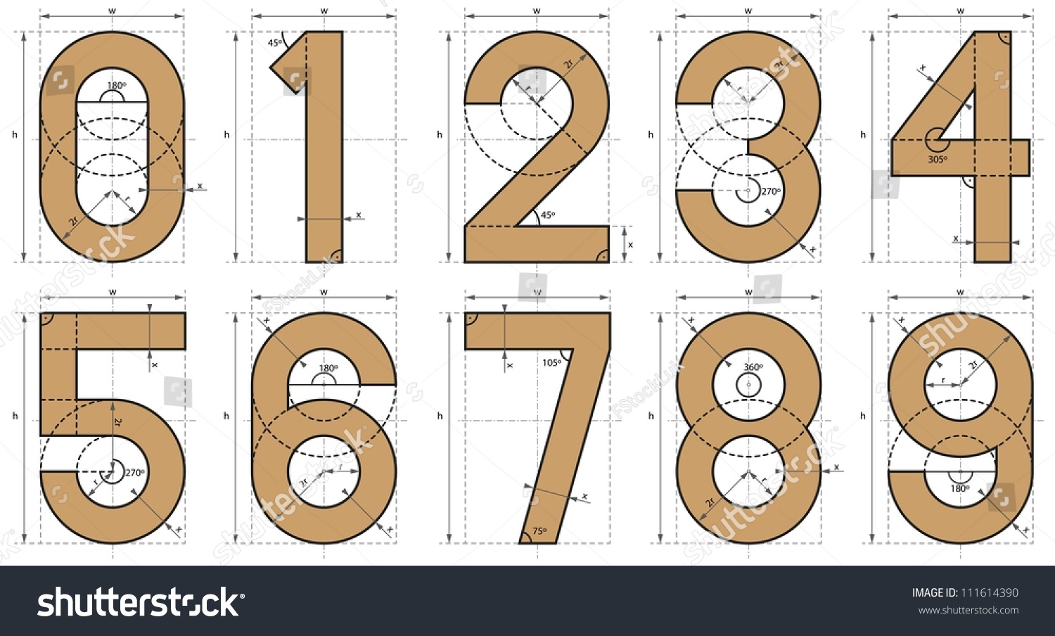Numbers Font Technical Drawing: เวกเตอร์สต็อก (ปลอดค่าลิขสิทธิ์ ...