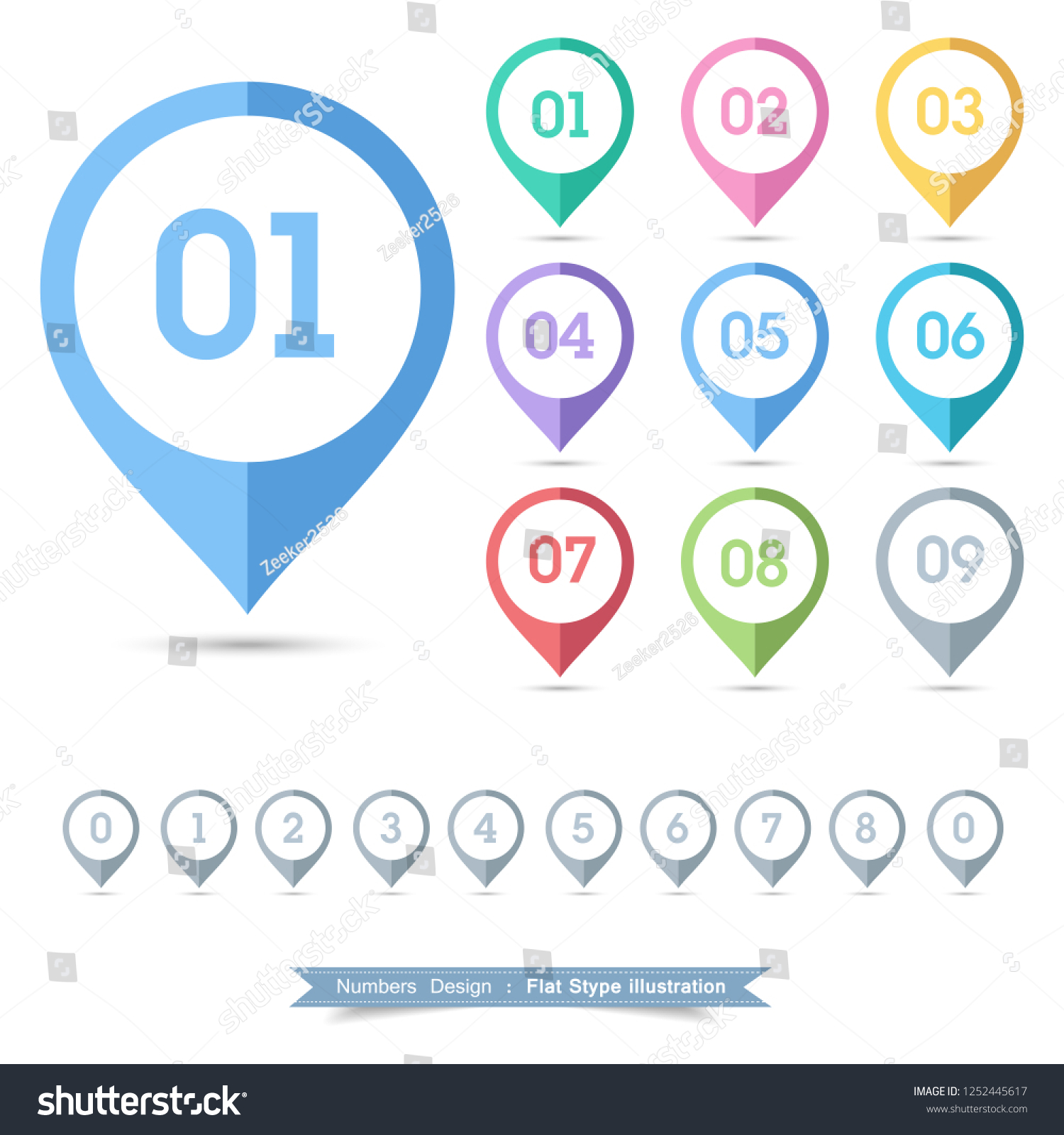 Numbers Icon Set Full Color Vector: เวกเตอร์สต็อก (ปลอดค่าลิขสิทธิ์ ...