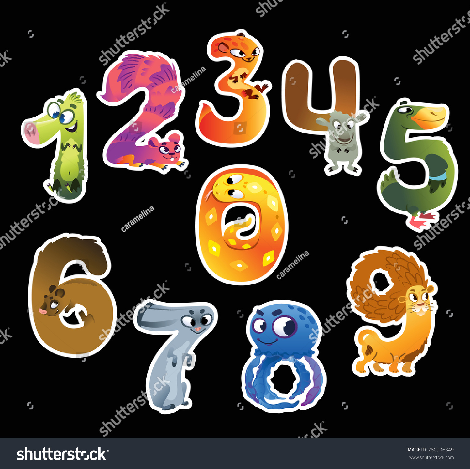 Numbers Like Animals. Vector Illustration - 280906349 : Shutterstock