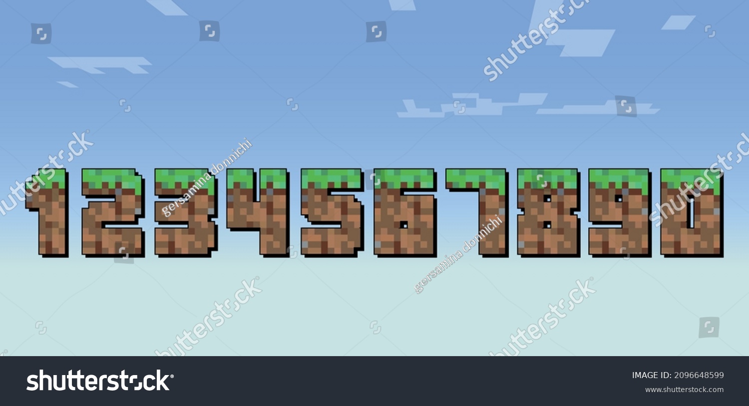 Numbers Pixel Art Style 8 Bit Stock Vector (Royalty Free) 2096648599