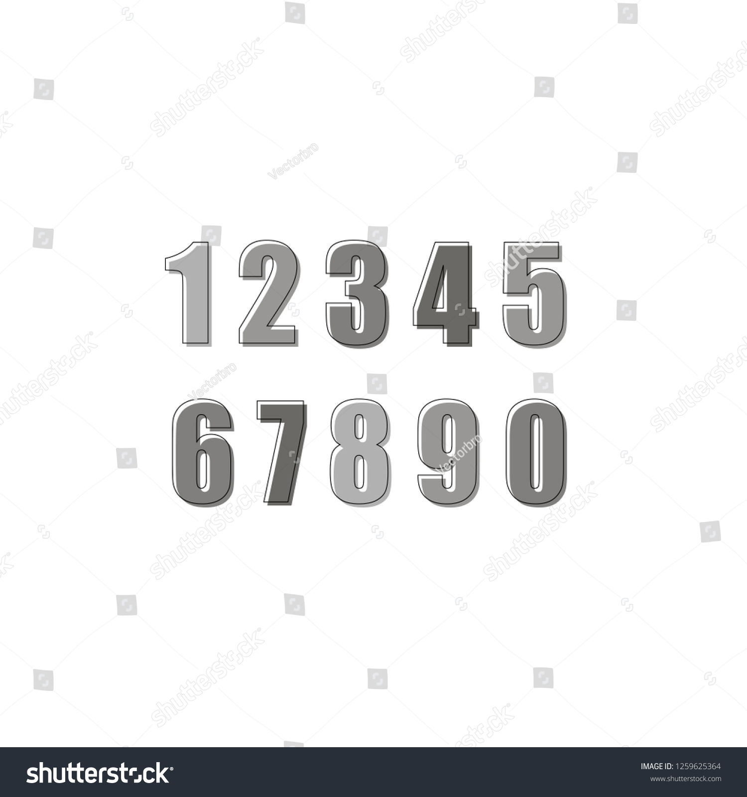 Vektor Stok Numbers Set Vector Illustration (Tanpa Royalti) 1259625364 ...