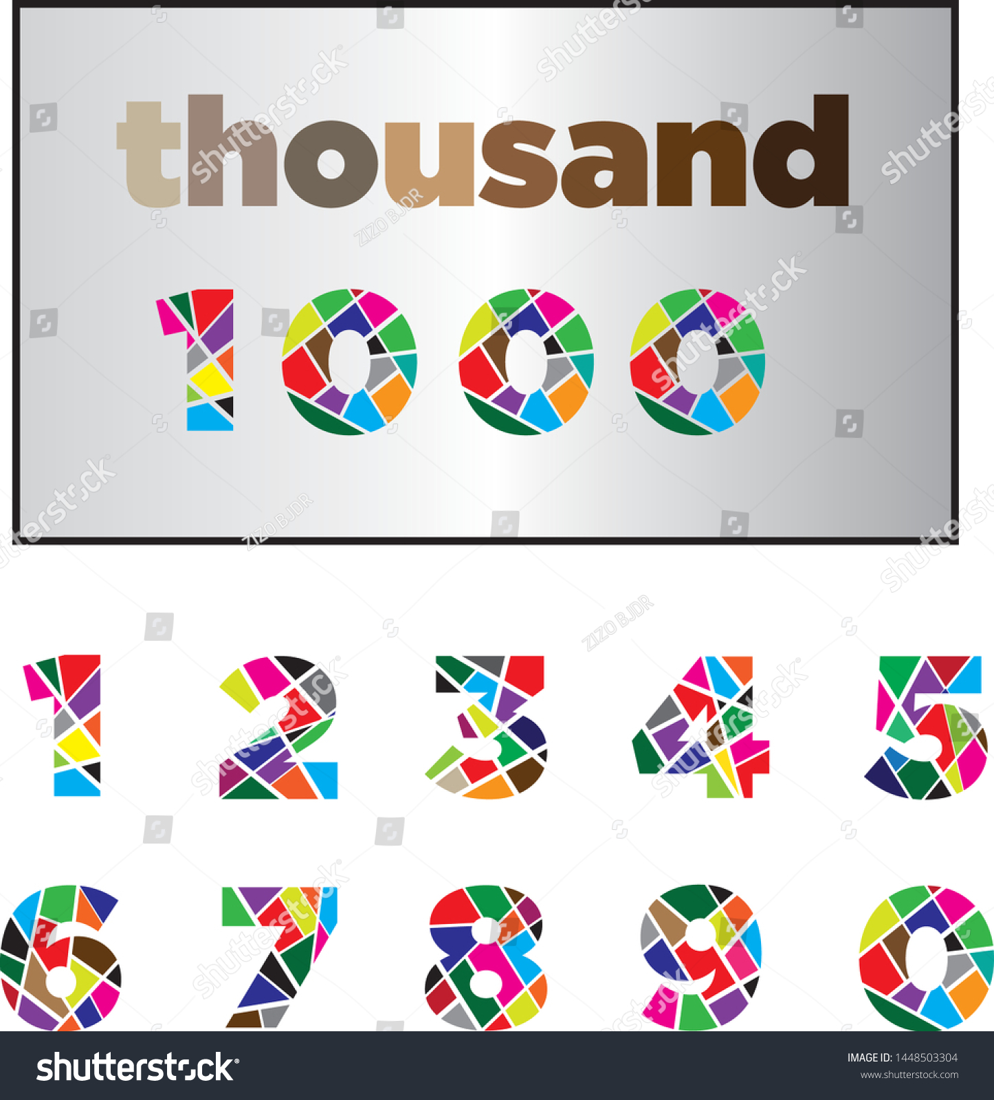 Numbers 0 9 Colored Stock Vector (Royalty Free) 1448503304 | Shutterstock