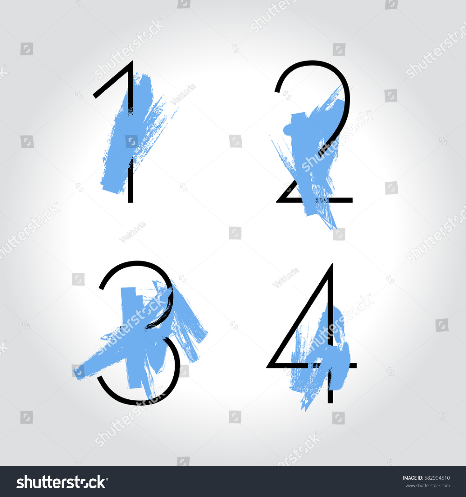 Numbers Paint Brush Stroke: vector de stock (libre de regalías ...