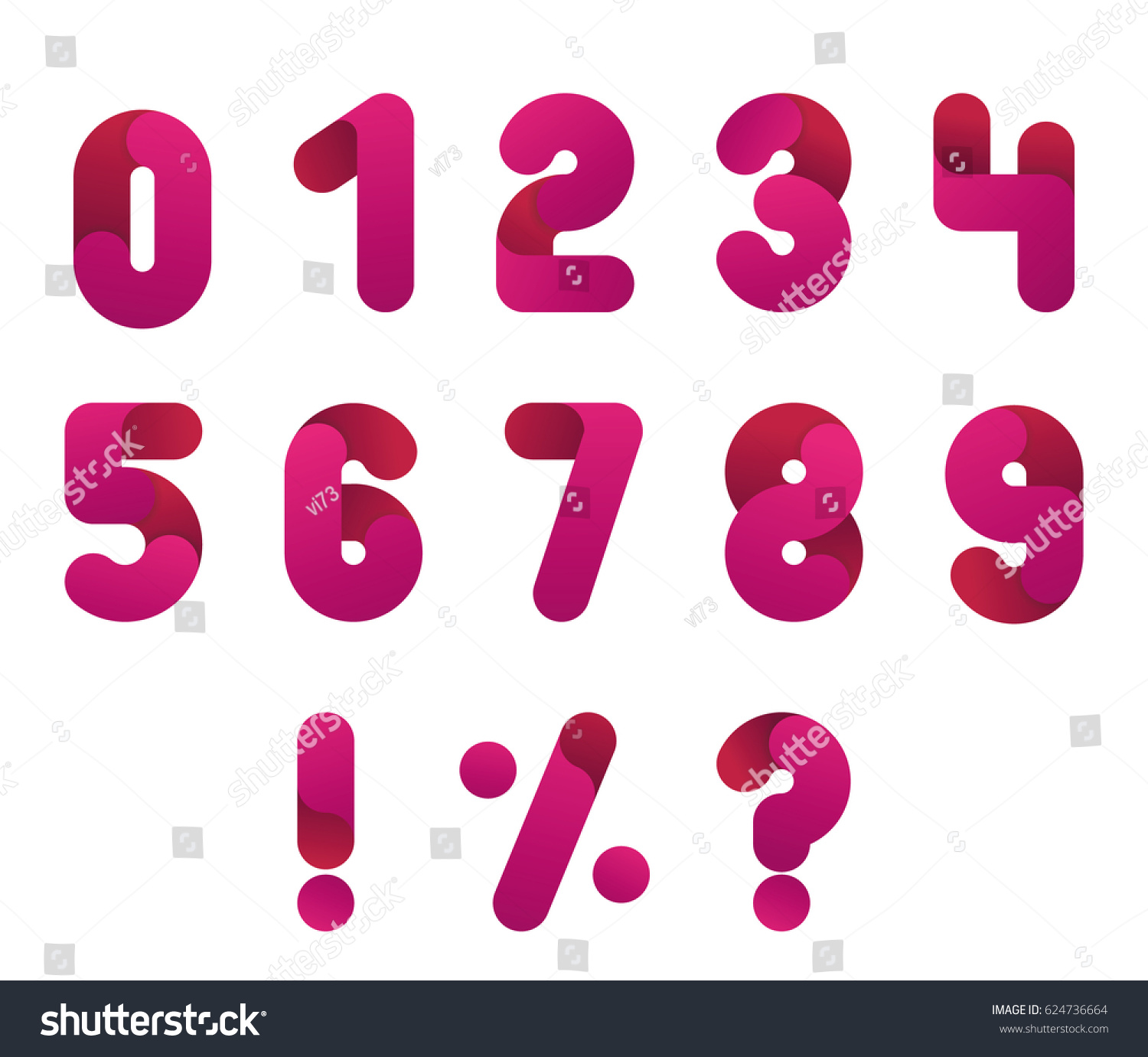 Numeral Alphabeth Pink Number Set Isolated 库存矢量图（免版税）624736664 ...
