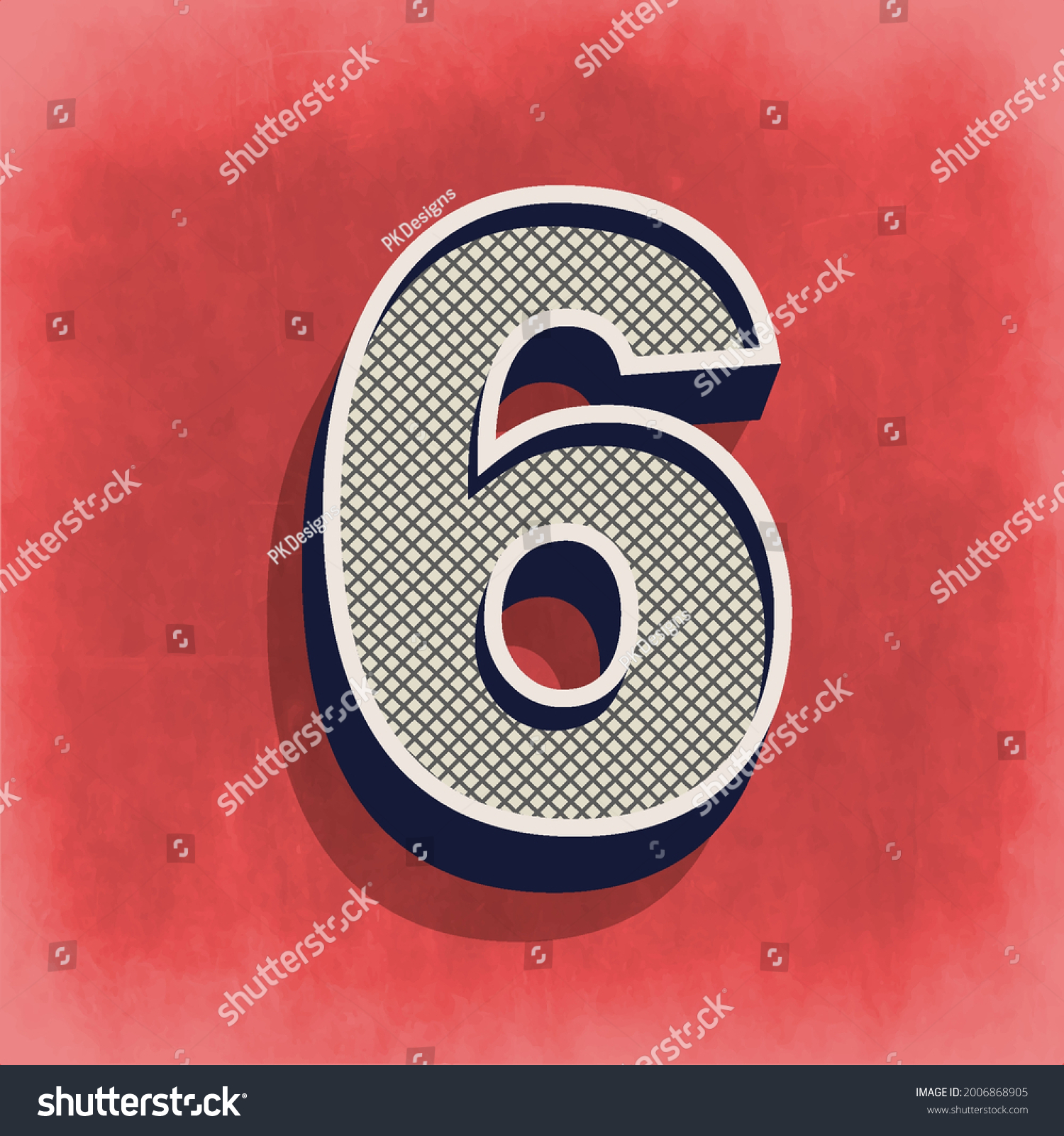 Numeric Digit Six Vintage Number Vector Stock Vector (Royalty Free) 2006868905 | Shutterstock