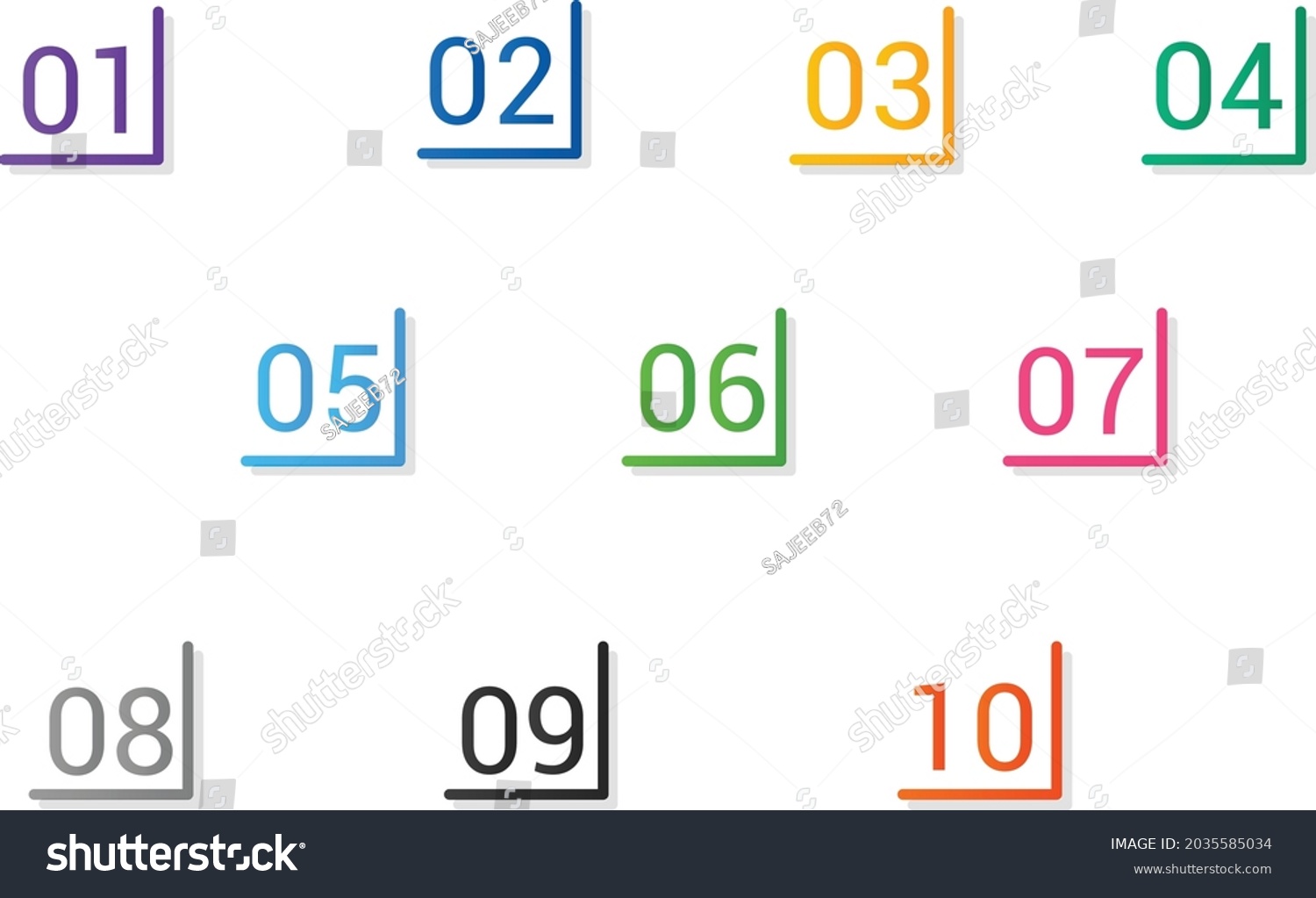 Numeric Number Bullet Point 1 10 Stock Vector (Royalty Free) 2035585034 ...