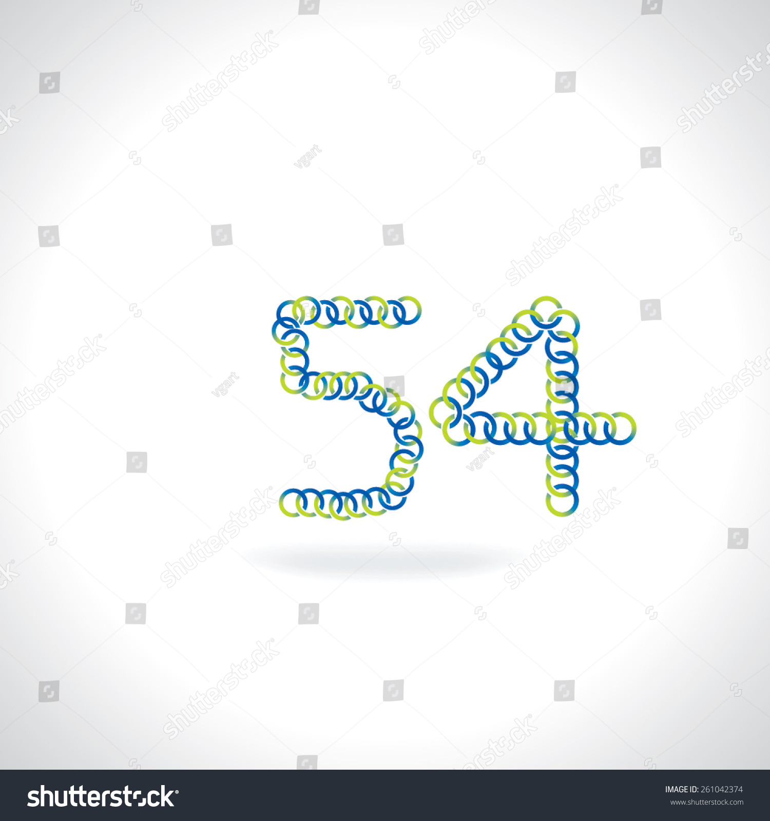 Numeric 54 Number Created By Blue Stock Vector (Royalty Free) 261042374 ...