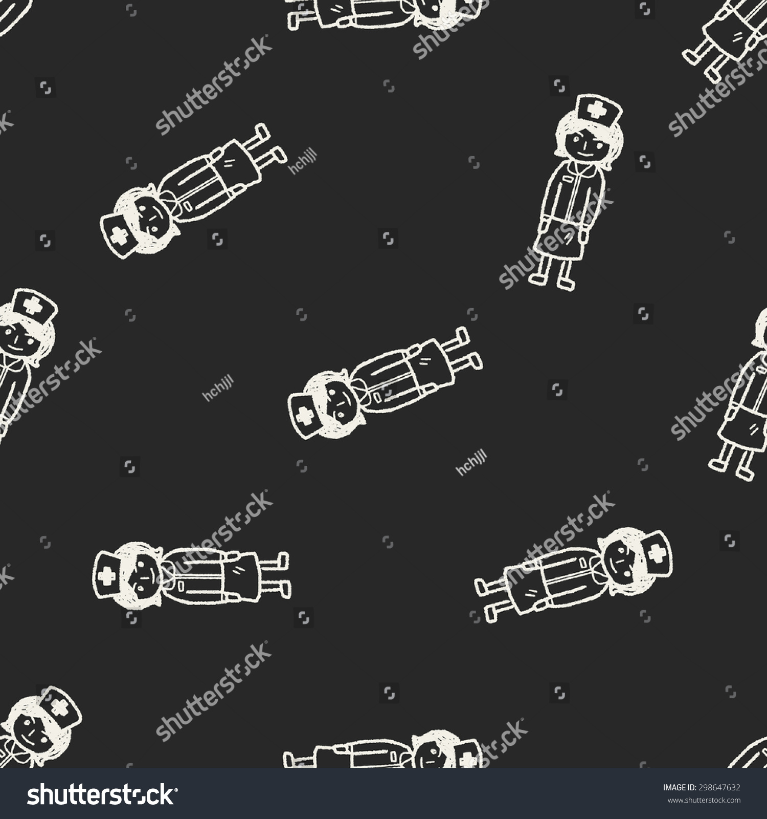 Nurse Doodle Seamless Pattern Background Stock Vector (Royalty Free ...