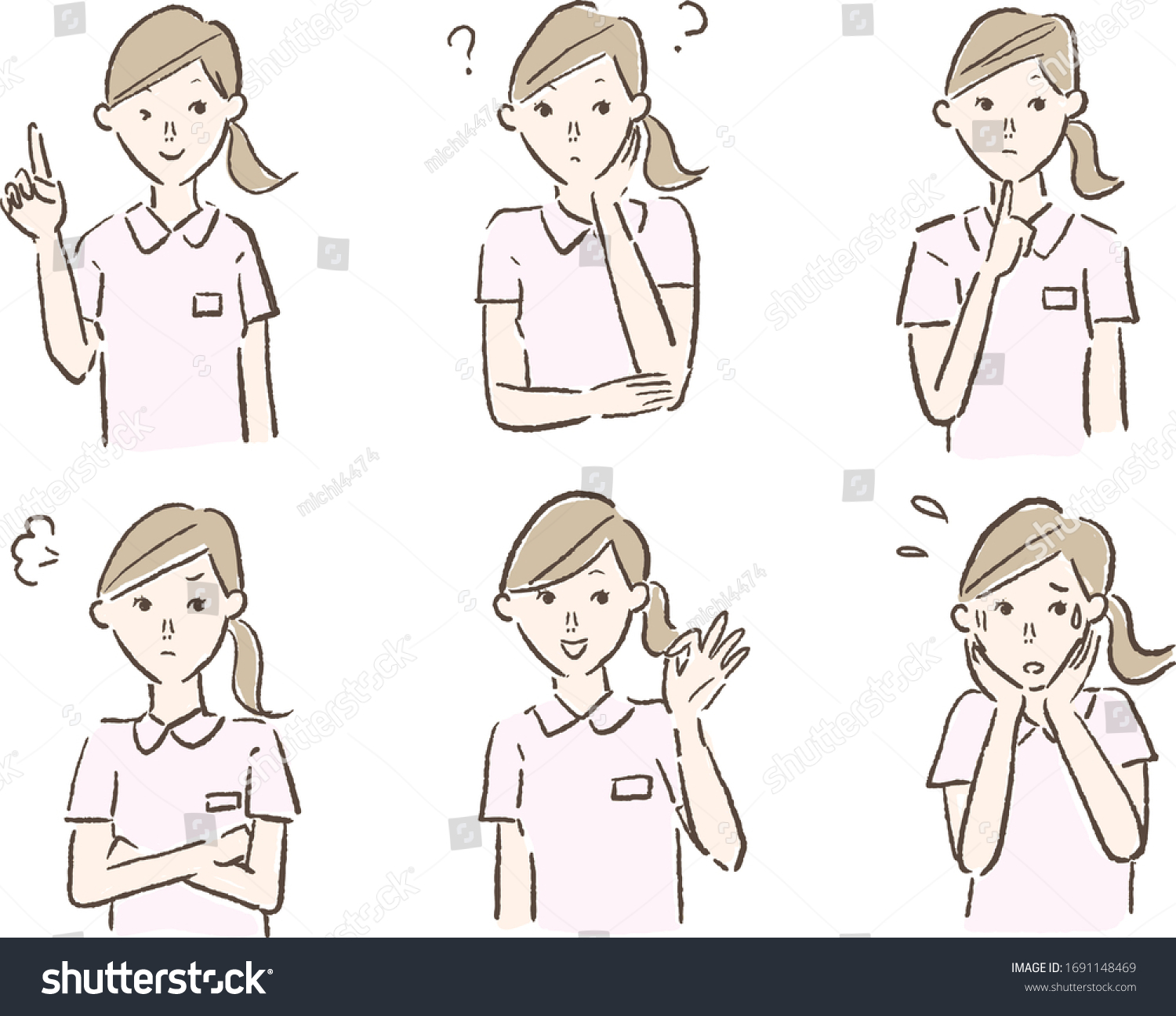 Nurse Hand Drawn Vector Set Stock Vector (Royalty Free) 1691148469