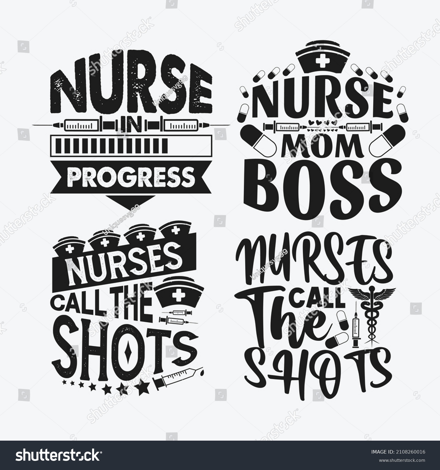 Nurse Lettering Quotes Design Bundle Nursing Stock Vector (Royalty Free ...