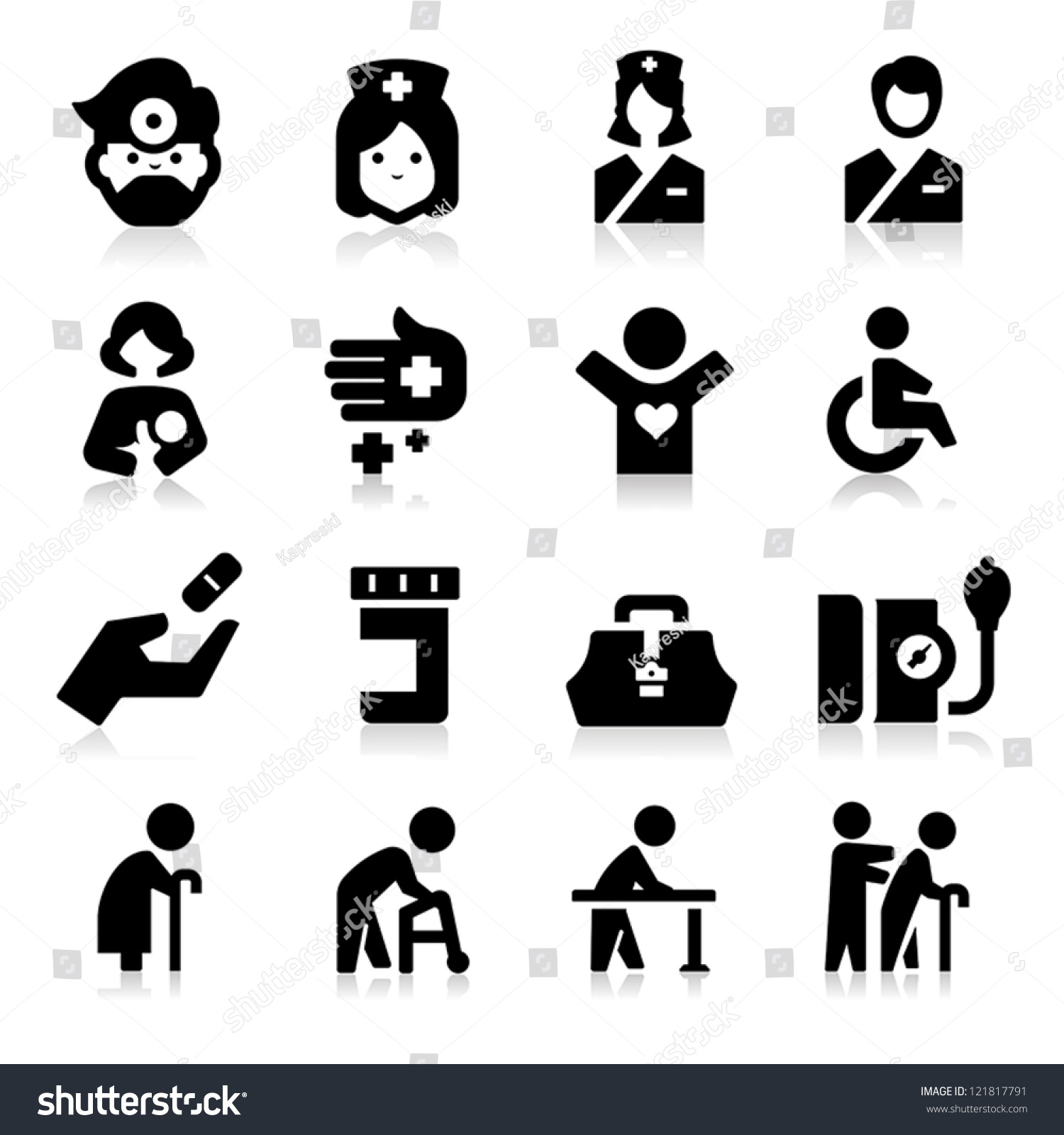 Nursing Icons Stock Vector 121817791 - Shutterstock