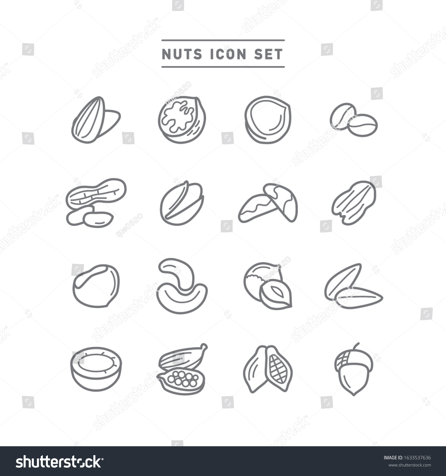 Nuts Seeds Icon Set Stock Vector (Royalty Free) 1633537636 | Shutterstock