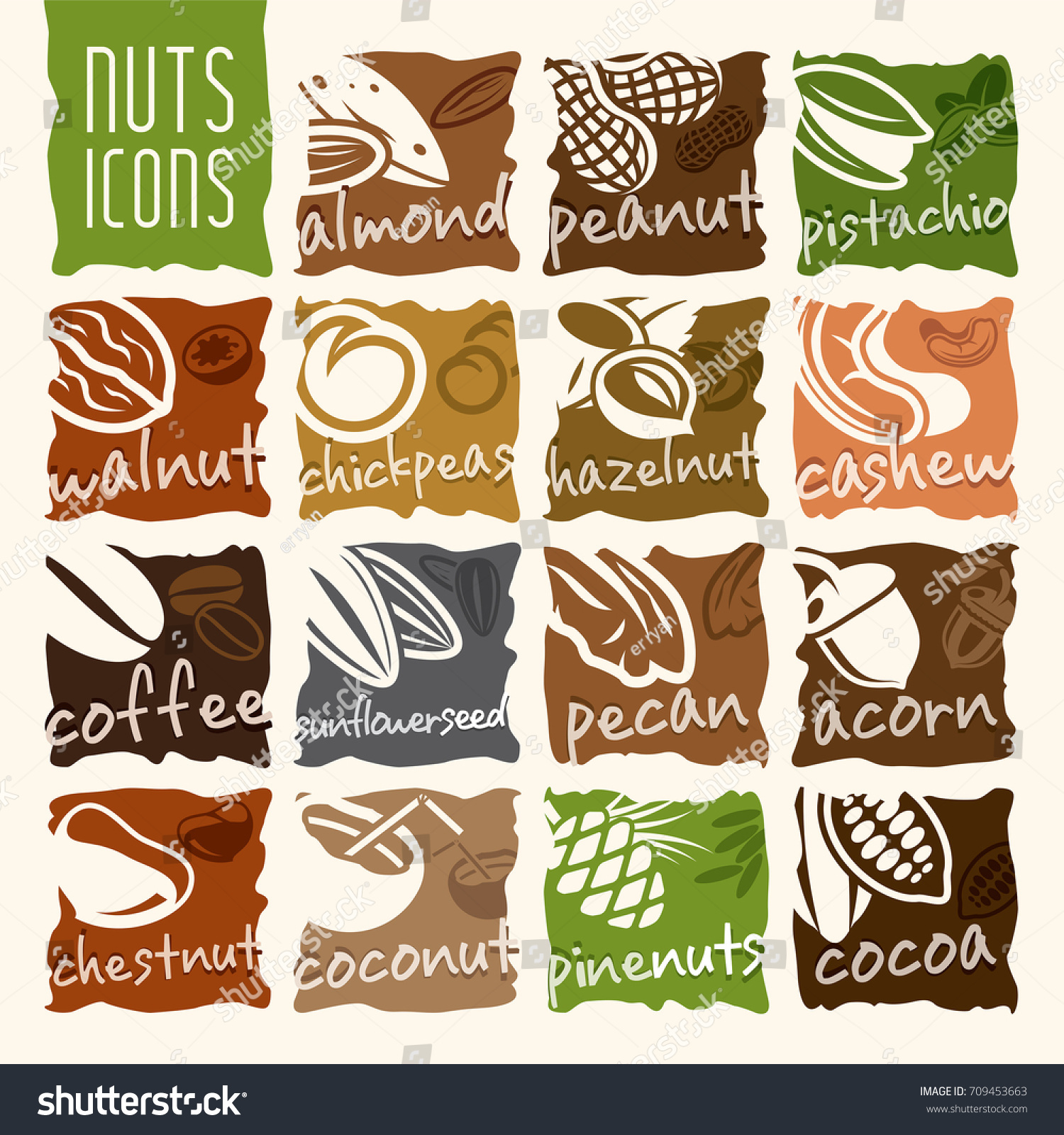 Nuts Icon Set Stock Vector (Royalty Free) 709453663 | Shutterstock