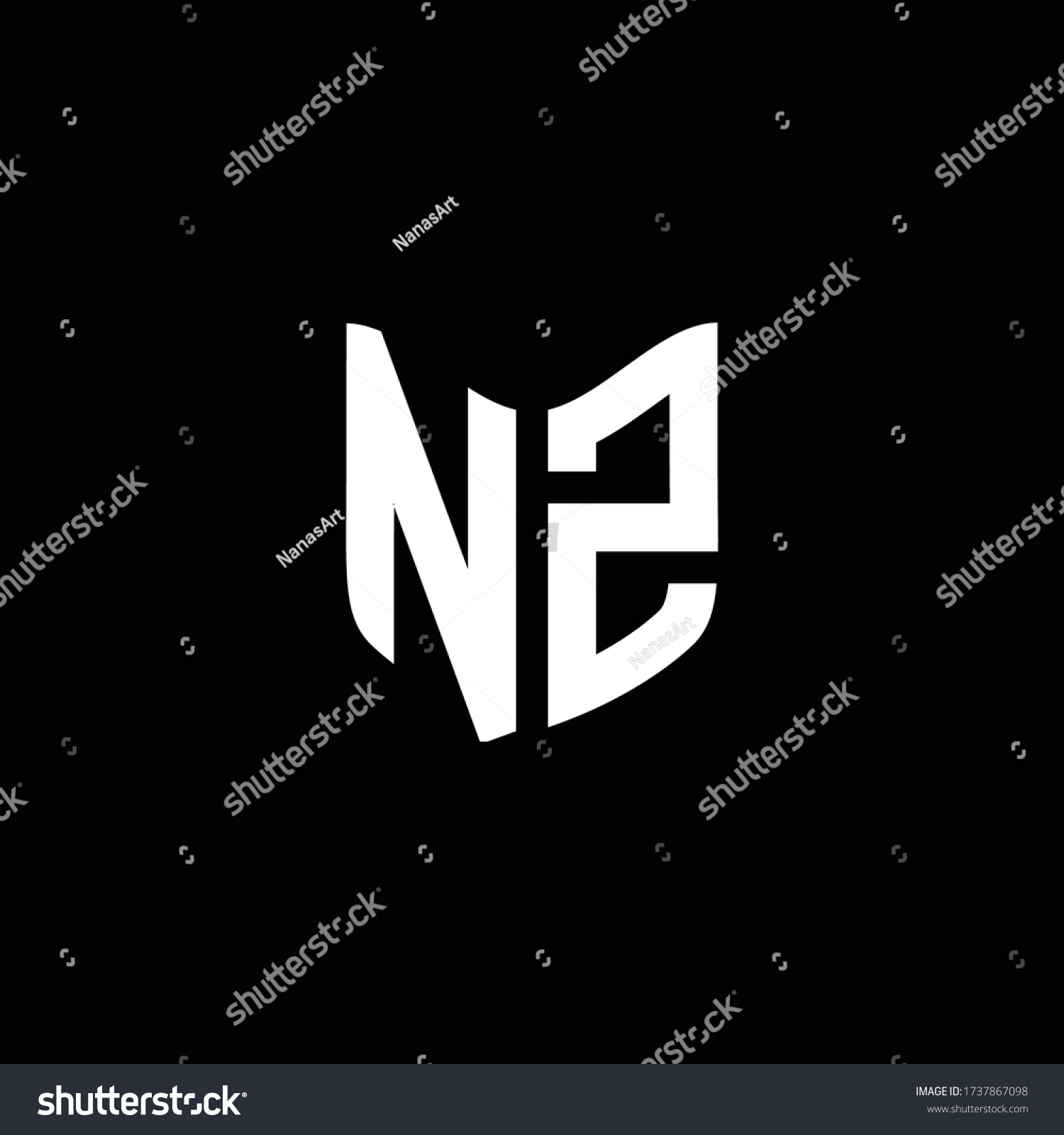 Nz Logo Monogram Shield Shape Design Stock Vector (Royalty Free ...