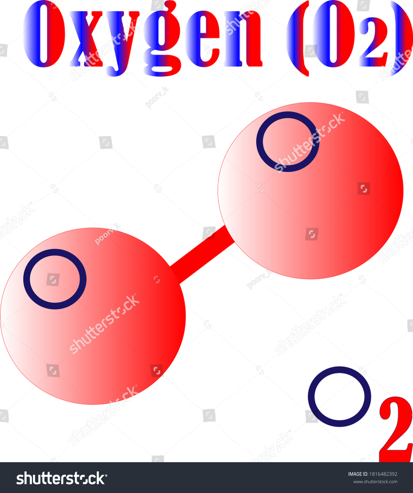 O2 Oxygen Molecule Vector Illustration Stock Vector (Royalty Free ...