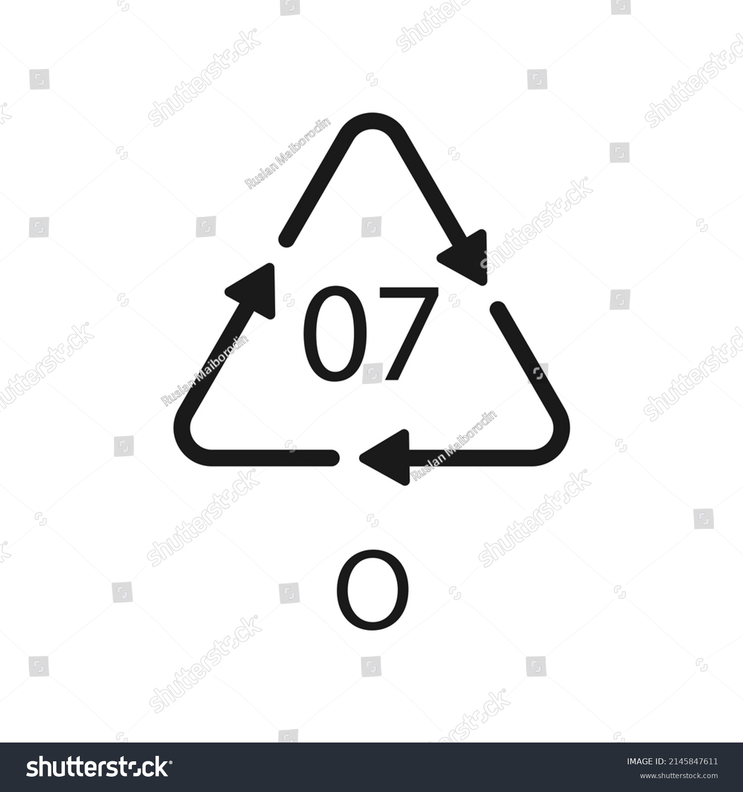 O 07 Recycling Code Symbol Plastic Stock Vector (Royalty Free ...