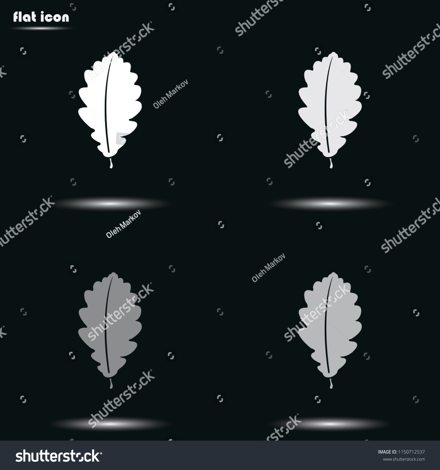 Oak Leaf Flat Grayscale Vector Icon Stock Vector (Royalty Free ...