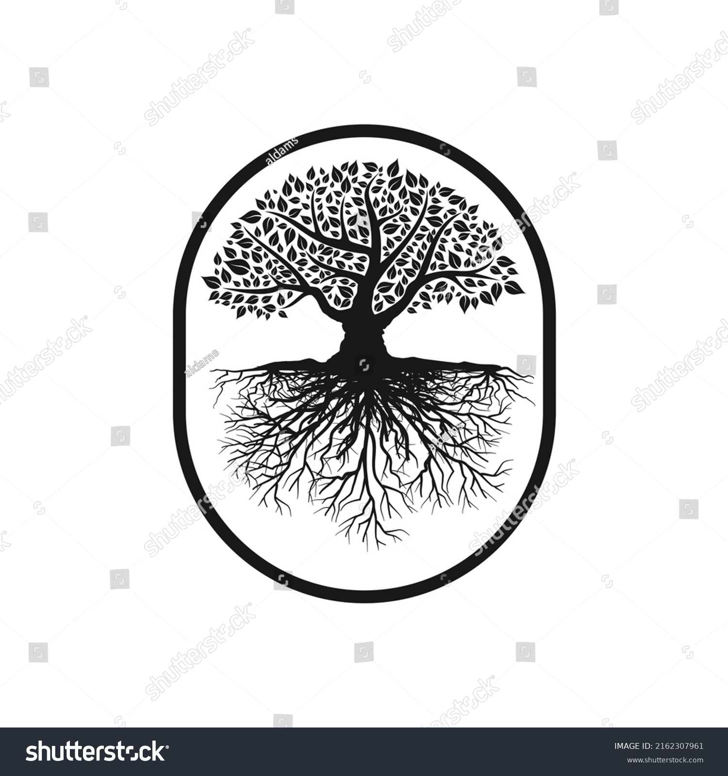 Oak Tree Oak Roots Circle Vector Stock Vector (Royalty Free) 2162307961 ...