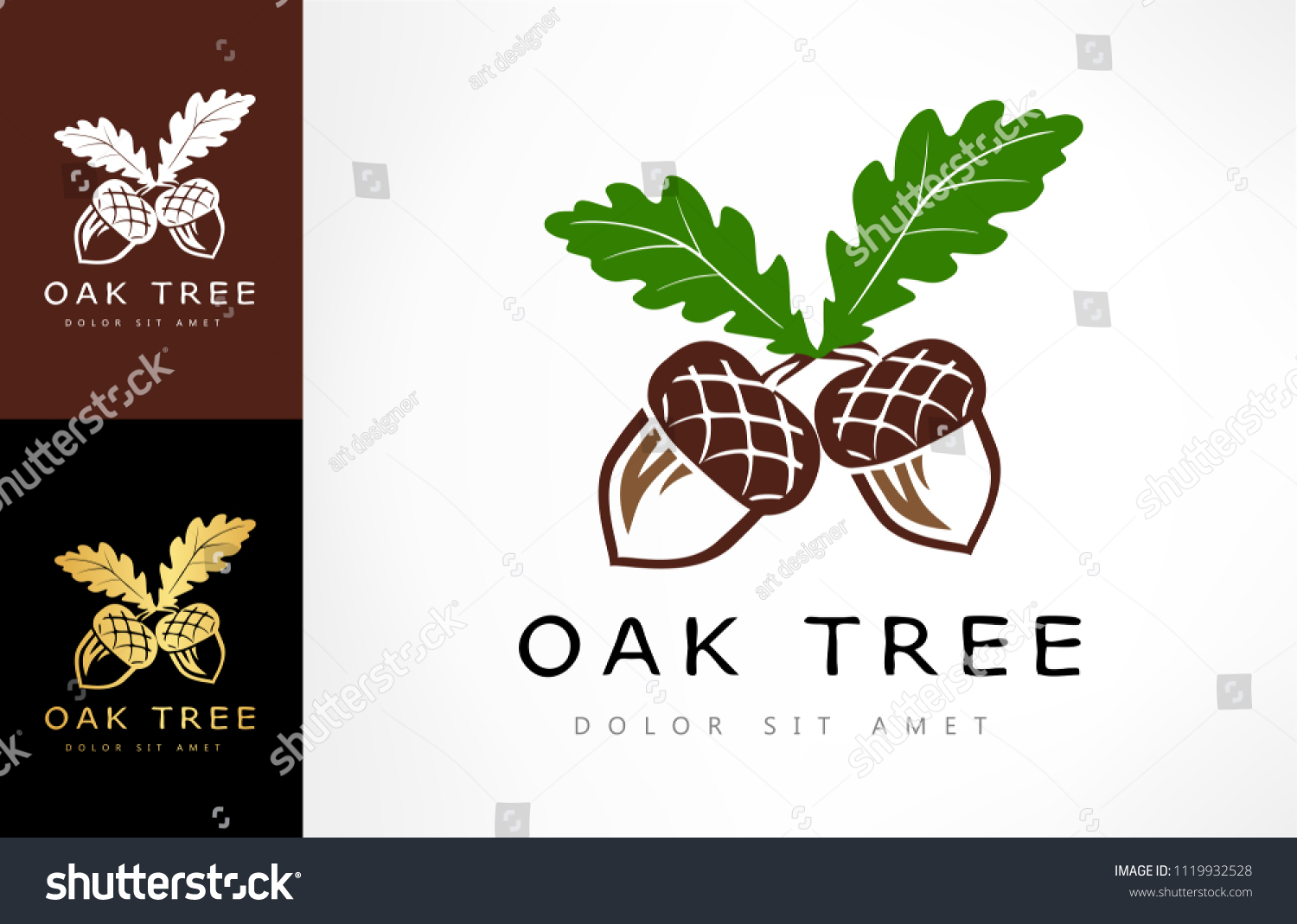 Oak Tree Logo Acorn Vector Stock Vector (Royalty Free) 1119932528