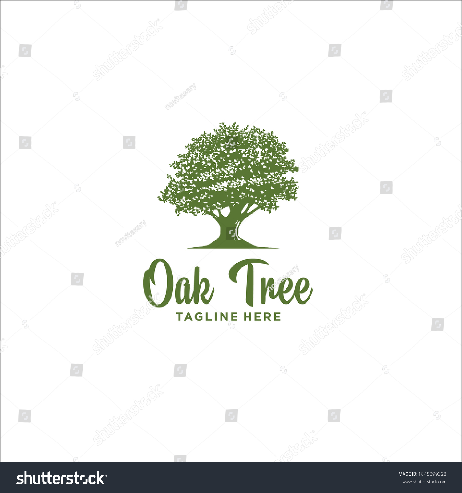 Oak Tree Logo Design Silhouette Vector Stock Vector (Royalty Free ...