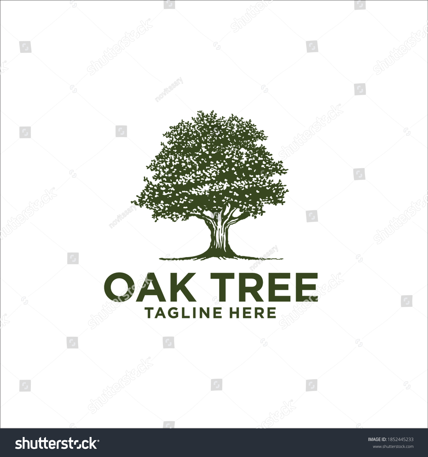 Oak Tree Logo Design Silhouette Vector Stock Vector (Royalty Free ...