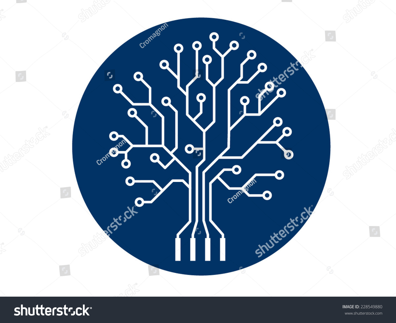 Oak Tree Stylized Electronic Circuit Stock Vector (Royalty Free) 228549880