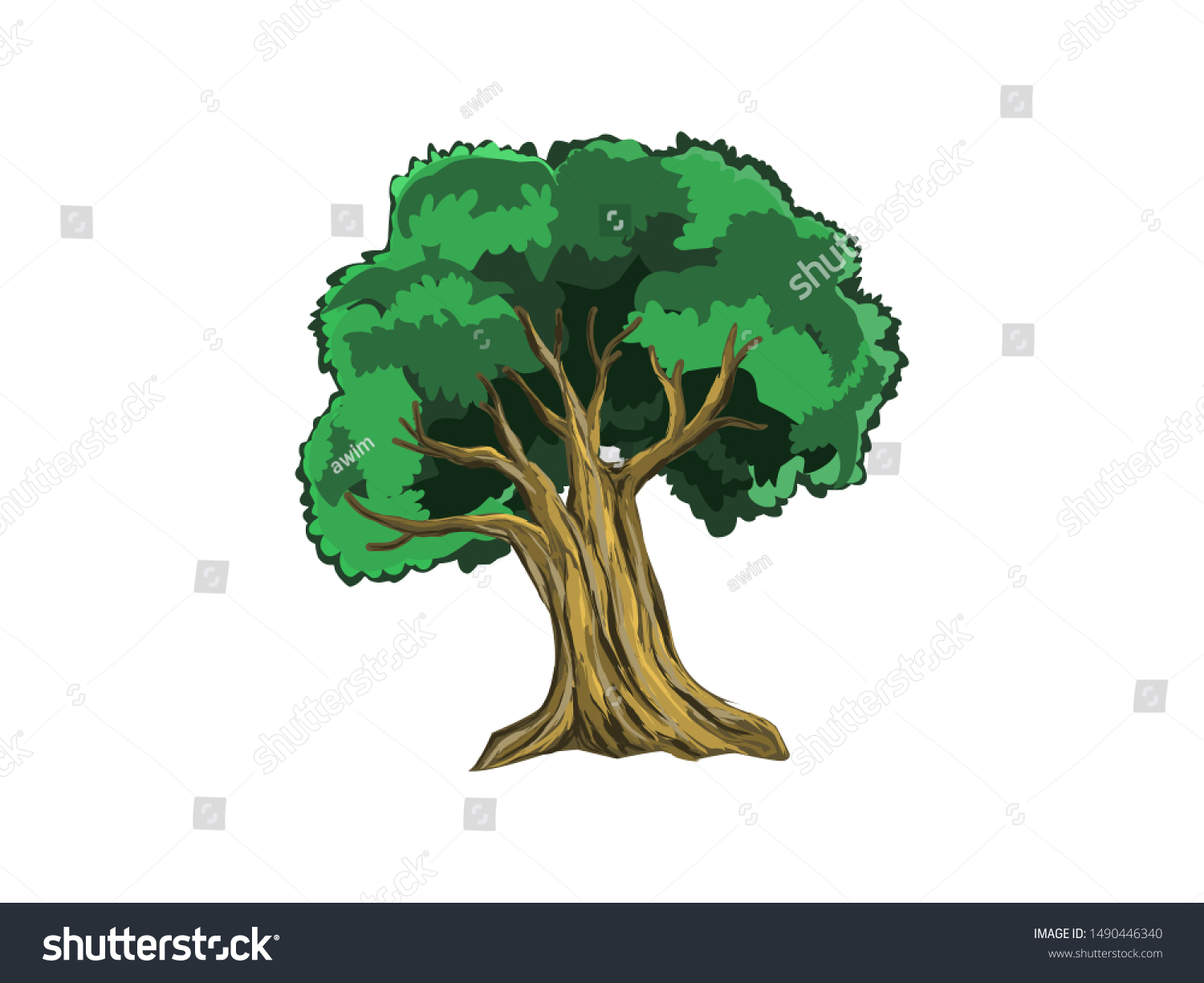 Oak Tree Roots Vector Isolated Stock Vector (Royalty Free) 1490446340