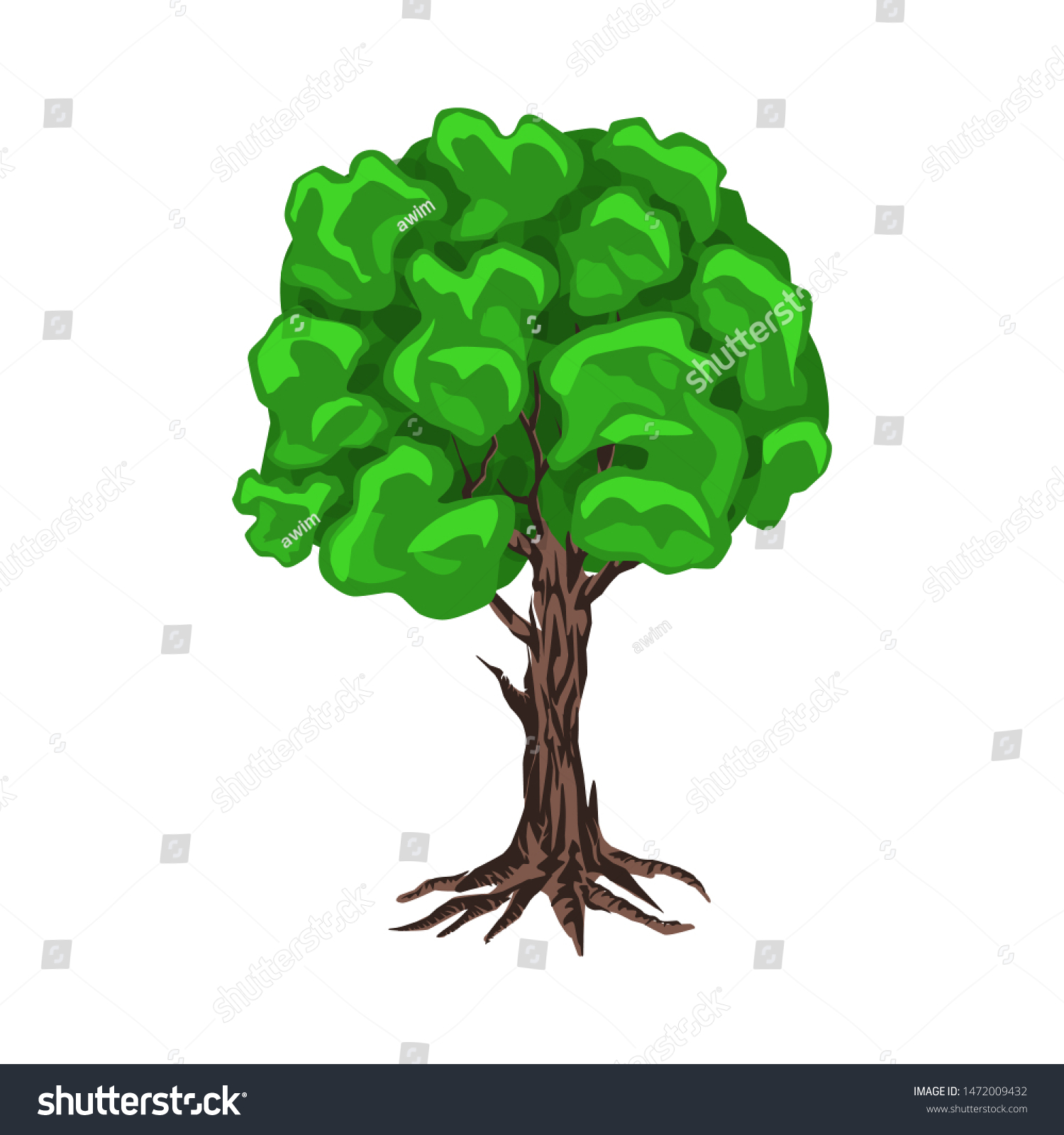 Stock vektor „Oak Tree Roots Vector Isolated Hand“ (bez autorských ...