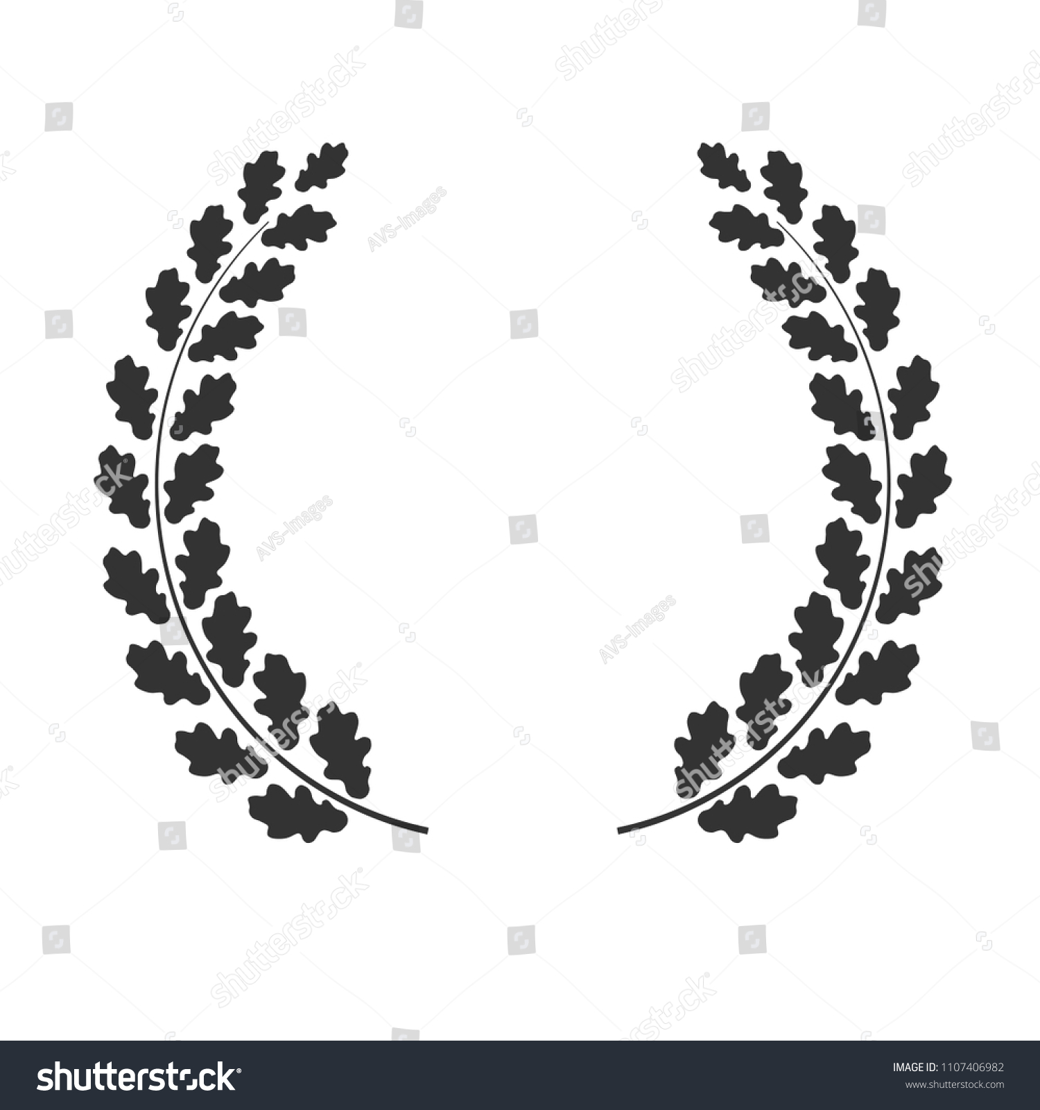 Oak Wreath Vector Placed On White Stock Vector (Royalty Free) 1107406982
