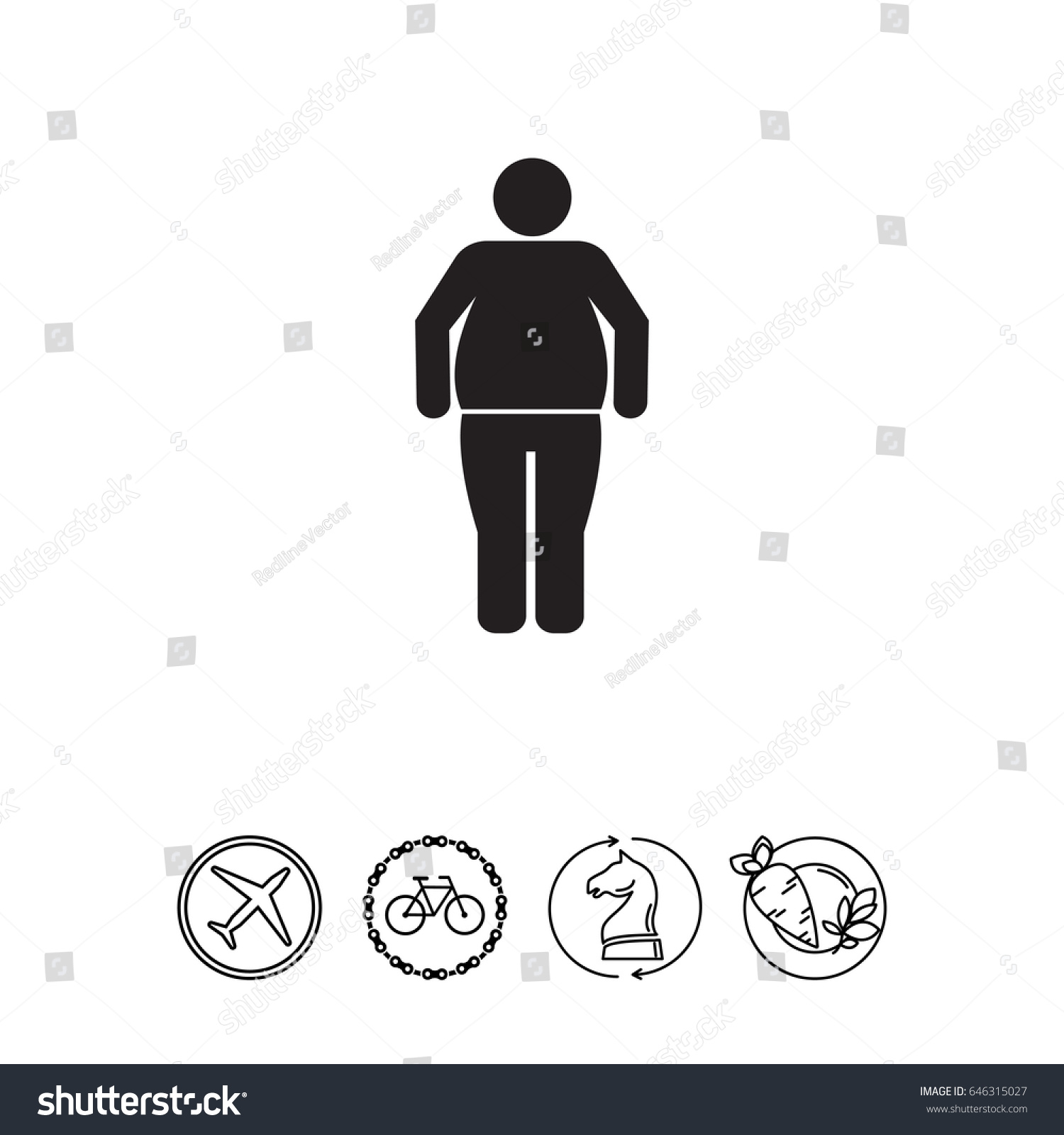 Obese Man Icon Stock Vector (Royalty Free) 646315027