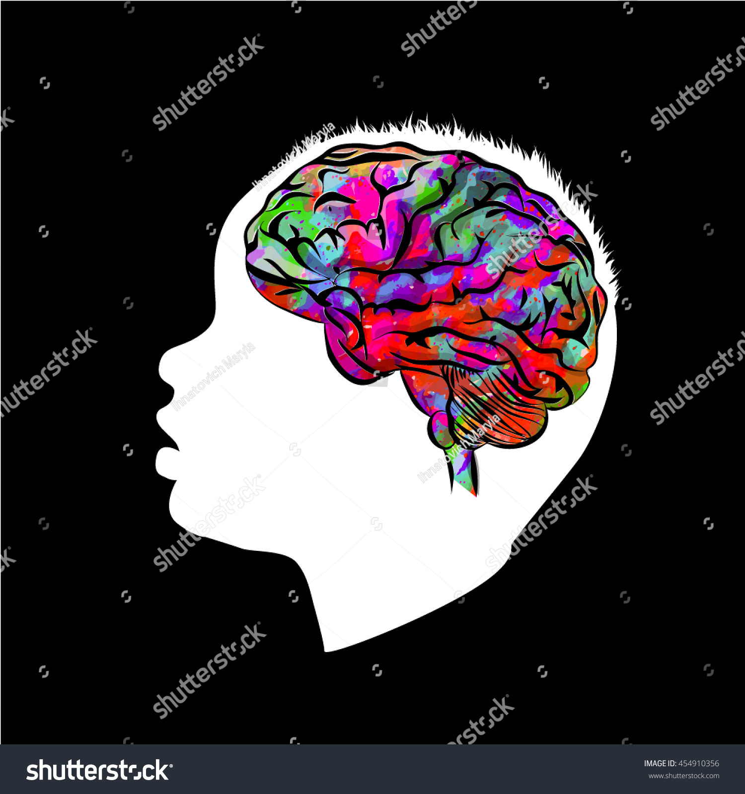 Object Brain Child Thinks Vector Stock Vector (Royalty Free) 454910356