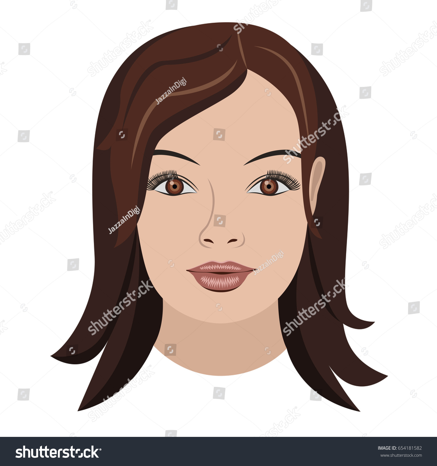 Object Face Long Brown Hair Vector: เวกเตอร์สต็อก (ปลอดค่าลิขสิทธิ์ ...