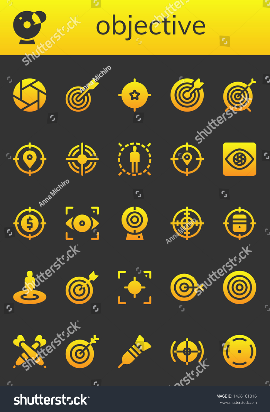 Objective Icon Set 26 Filled Objective Stock Vector (Royalty Free ...