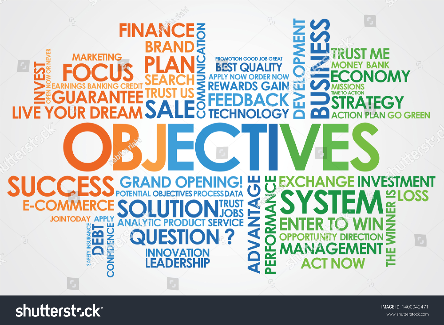 Objectives Word Cloud White Background: vector de stock (libre de ...