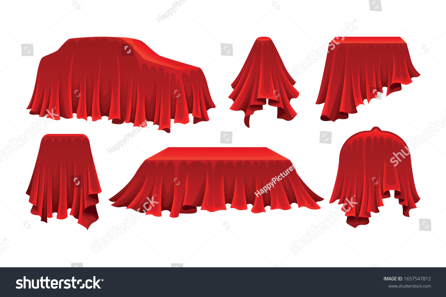 Objects Covered Red Silk Cloth Vector Stock Vector (Royalty Free ...