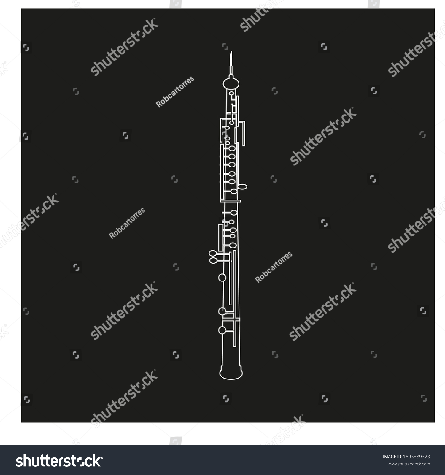 Oboe Musical Instruments On White Background Stock Vector (Royalty Free ...